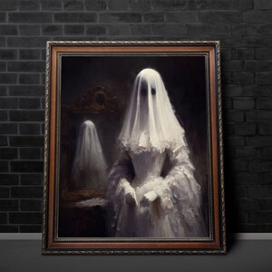 Vintage Halloween Ghost Bride Print, Haunted Mansion Ghost Portrait ...