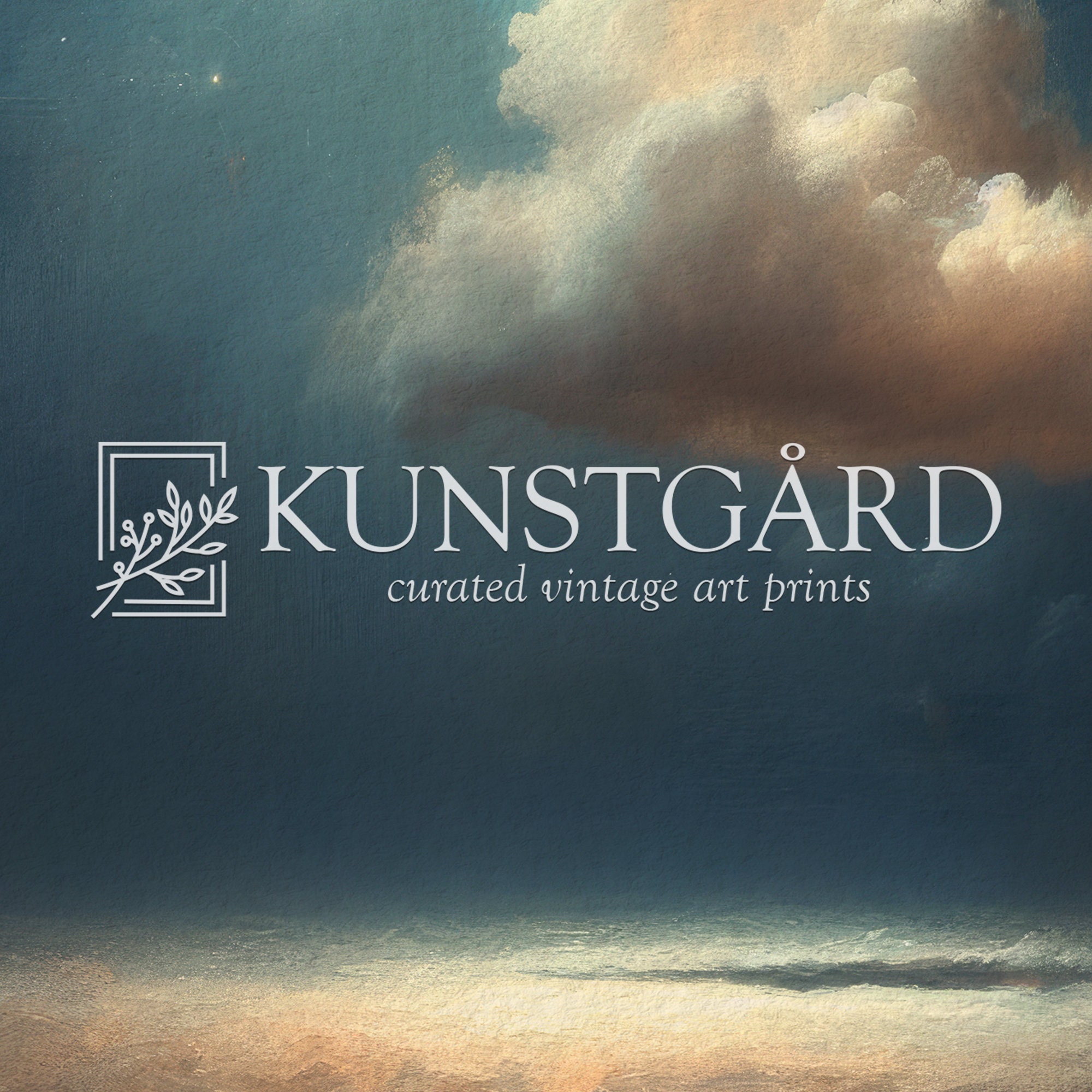 Deep Blue Cloud Art, Moody Cloud Painting Landscape Format, Dark Wall ...