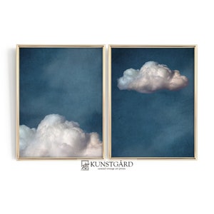 Blue Cloud Painting SET of 2, Blue Cloud Poster, Moody Cloud Print ...