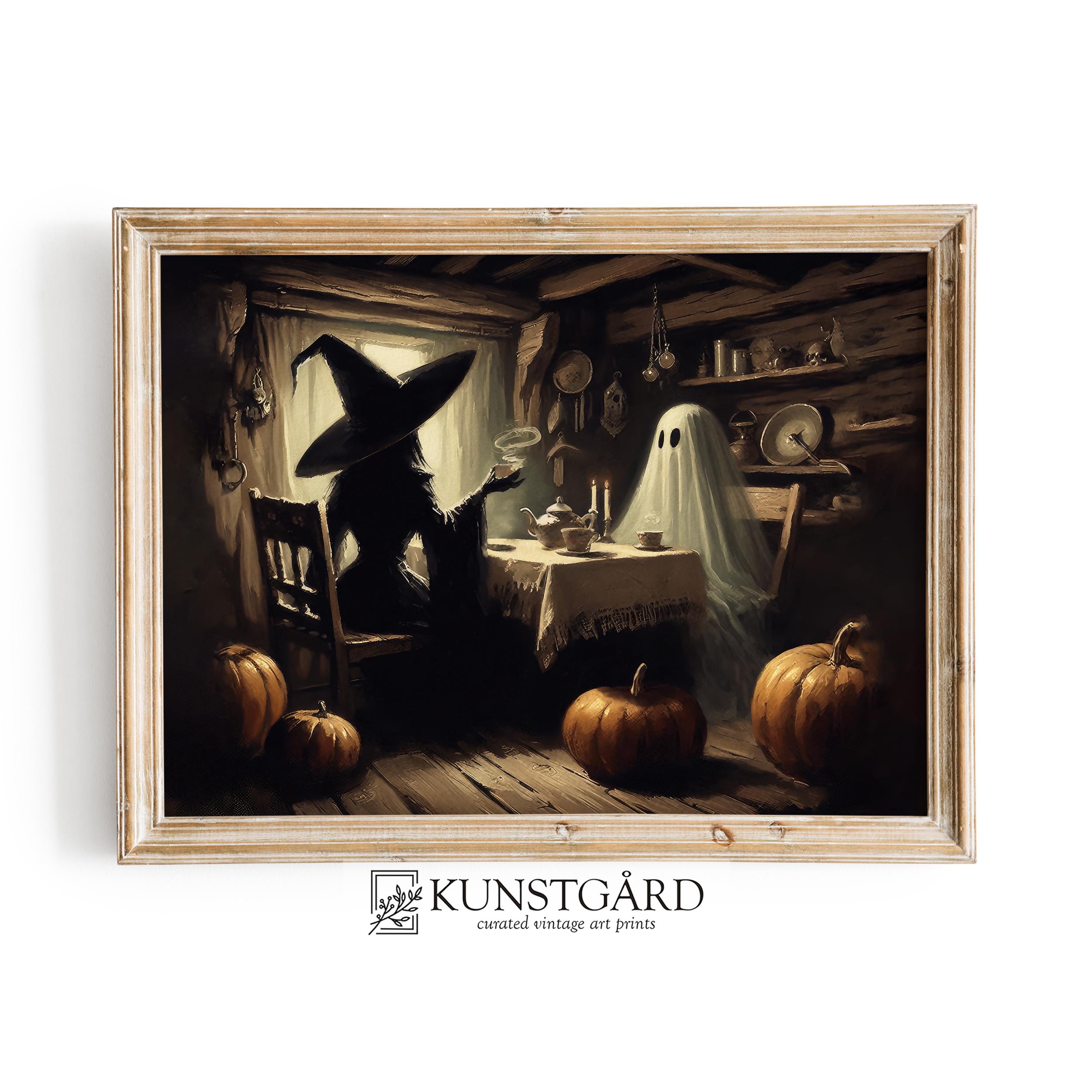 Halloween Witch Wall Art, Rustic Halloween Print, Moody Witch Ghost ...