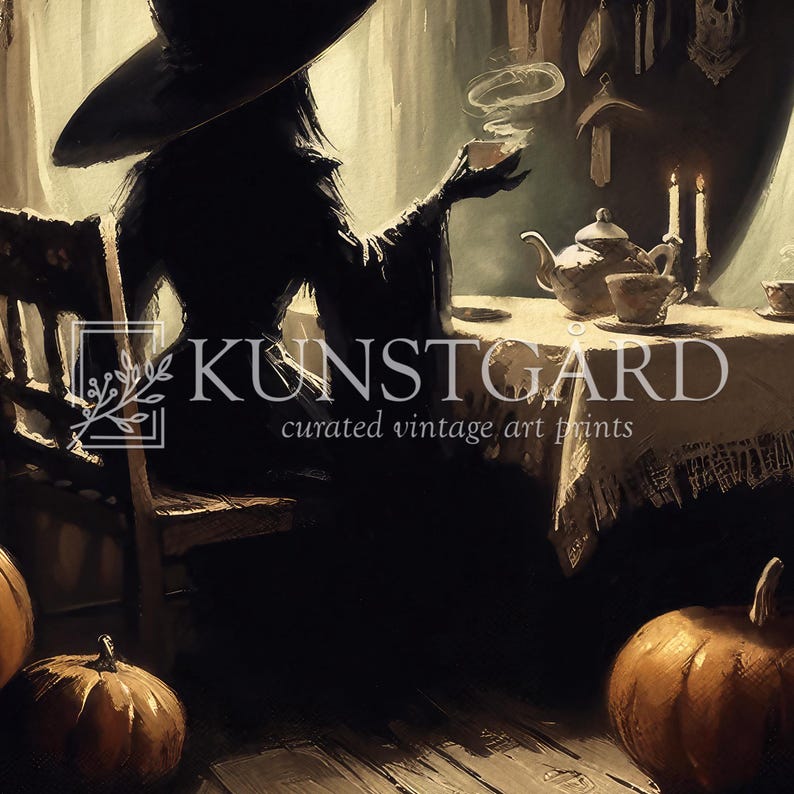 Halloween Witch Wall Art, Rustic Halloween Print, Moody Witch Ghost ...