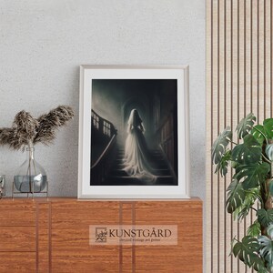 Dark Academia Victorian Ghost Woman, Halloween Ghost Bride Print ...