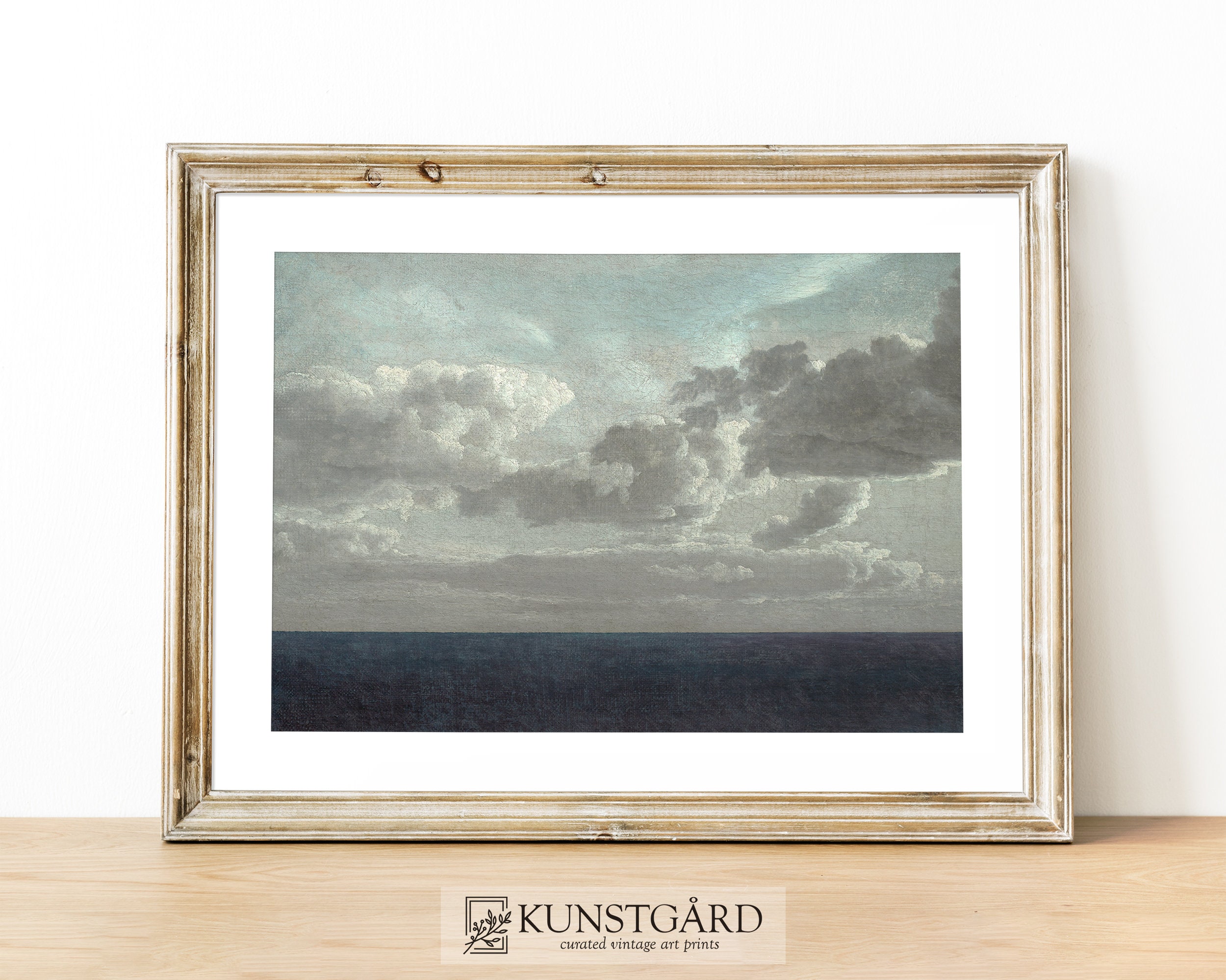 Dark Blue Wall Art Antique Ocean Print Moody Cloud - Etsy