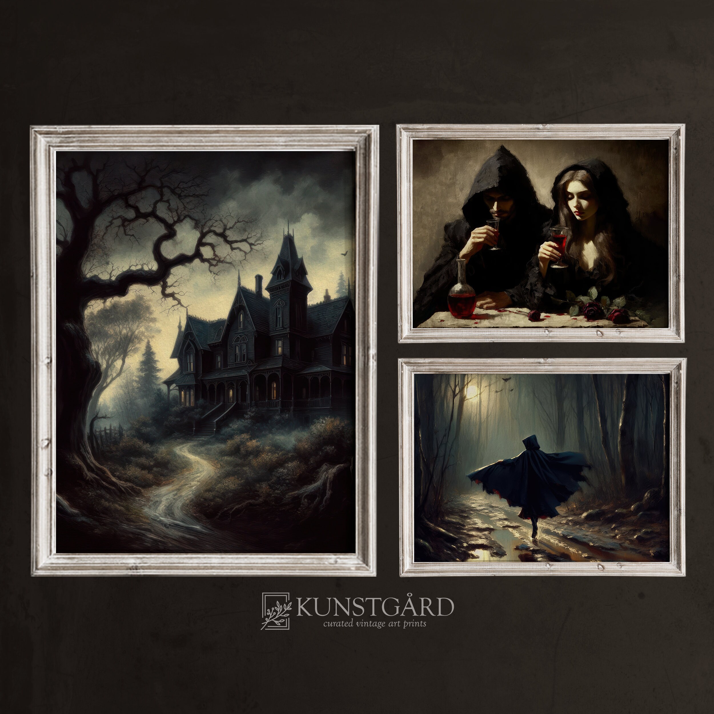 Gothic Vampire SET of 6 Prints, Dark Halloween Collection, Spooky ...
