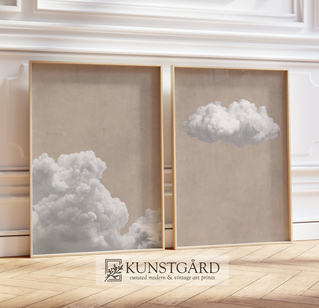 Beige Cloud Painting SET of 2, Boho Cloud Blush Pink Living Room Decor ...