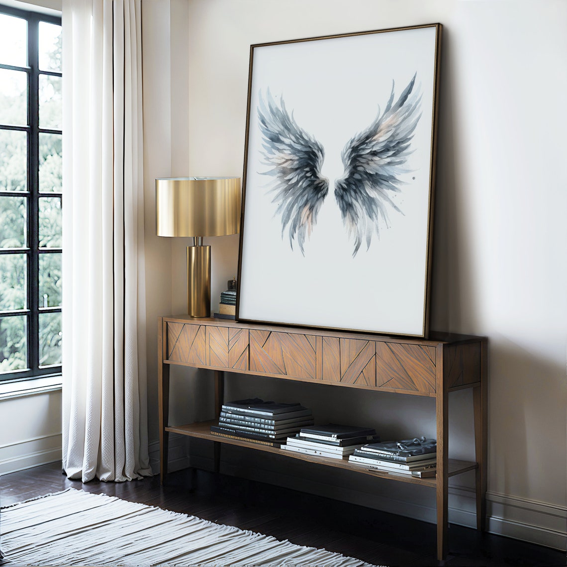 Minimalist Angel's Wings SET of 2, Vertical and Square, Bedroom Decor ...