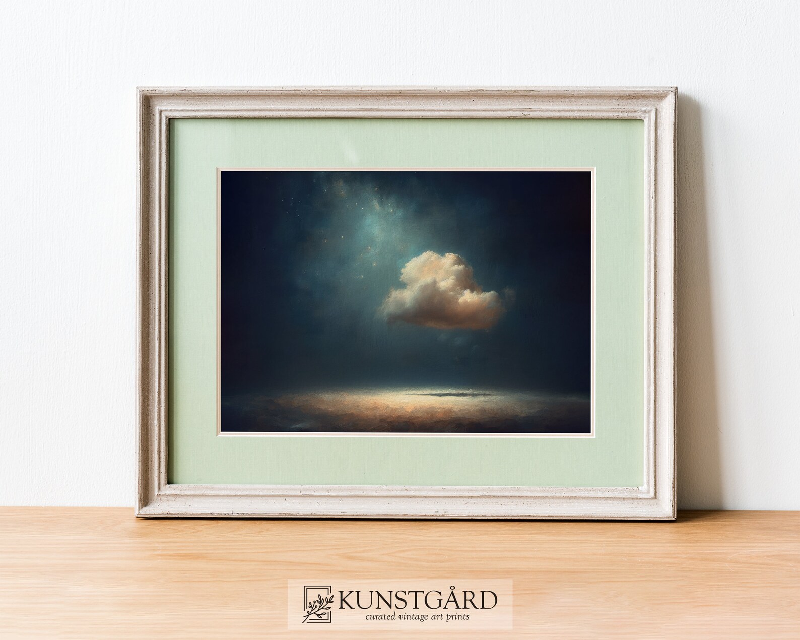 Deep Blue Cloud Art, Moody Cloud Painting Landscape Format, Dark Wall ...
