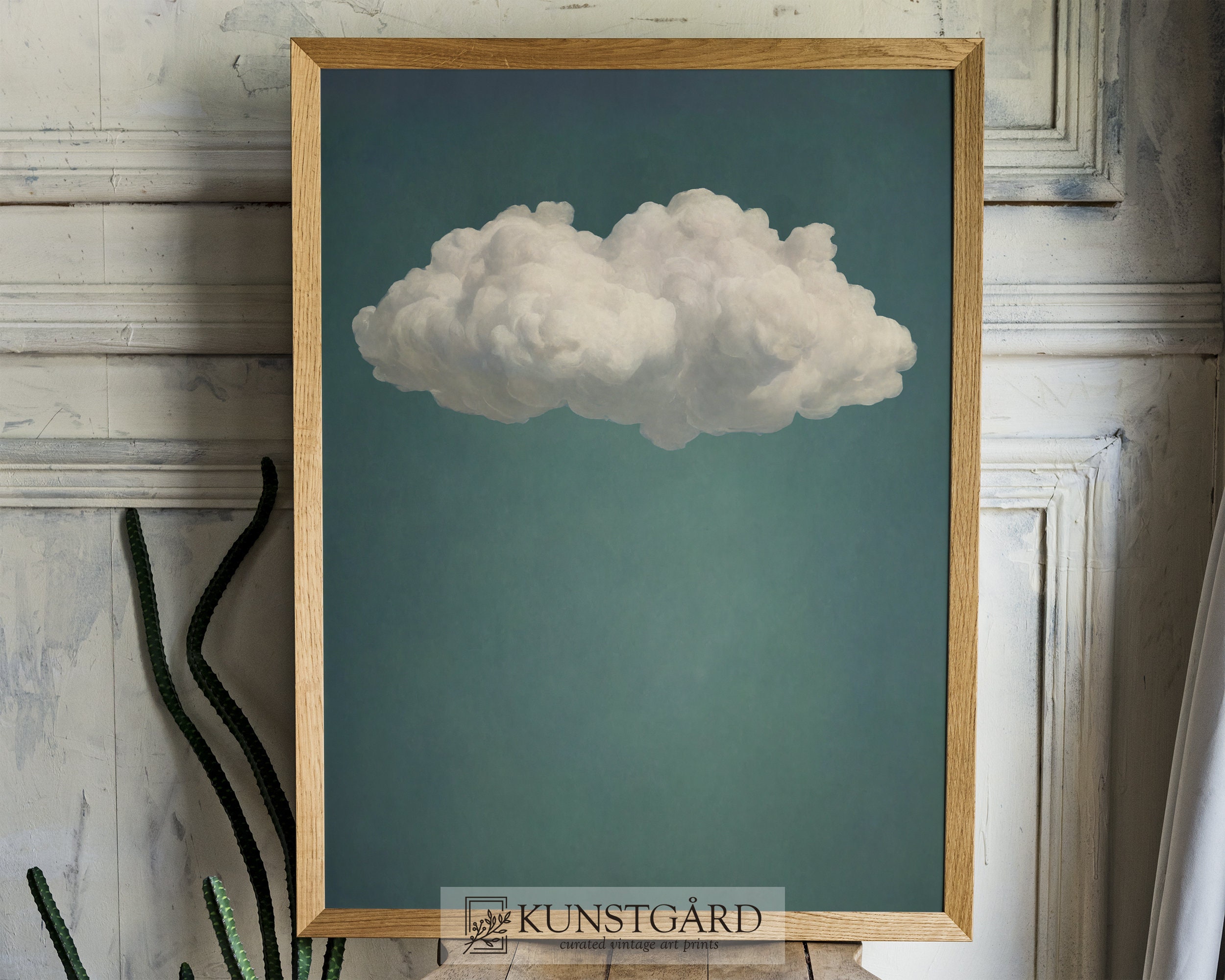 Green Cloud Painting SET of 2 Vintage Cloud Emerald Green - Etsy
