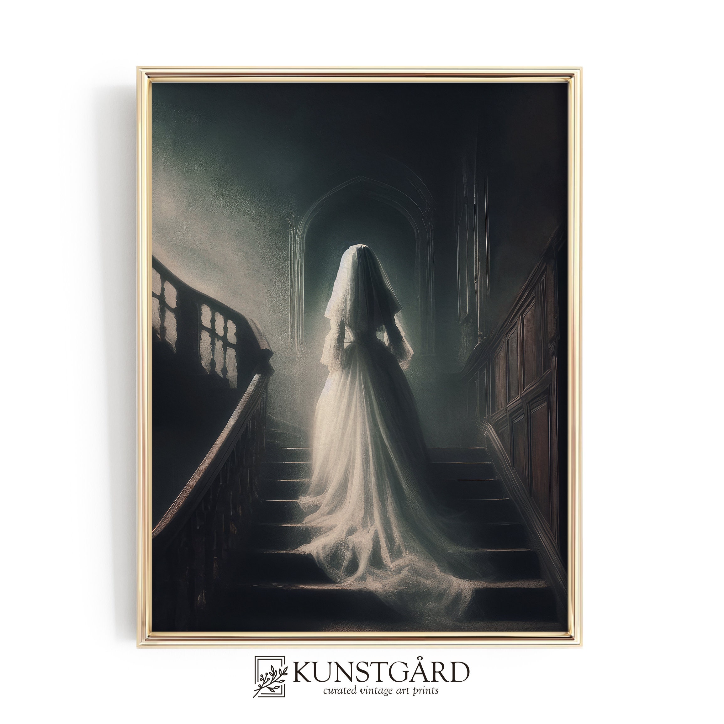 Dark Academia Victorian Ghost Woman, Halloween Ghost Bride Print ...