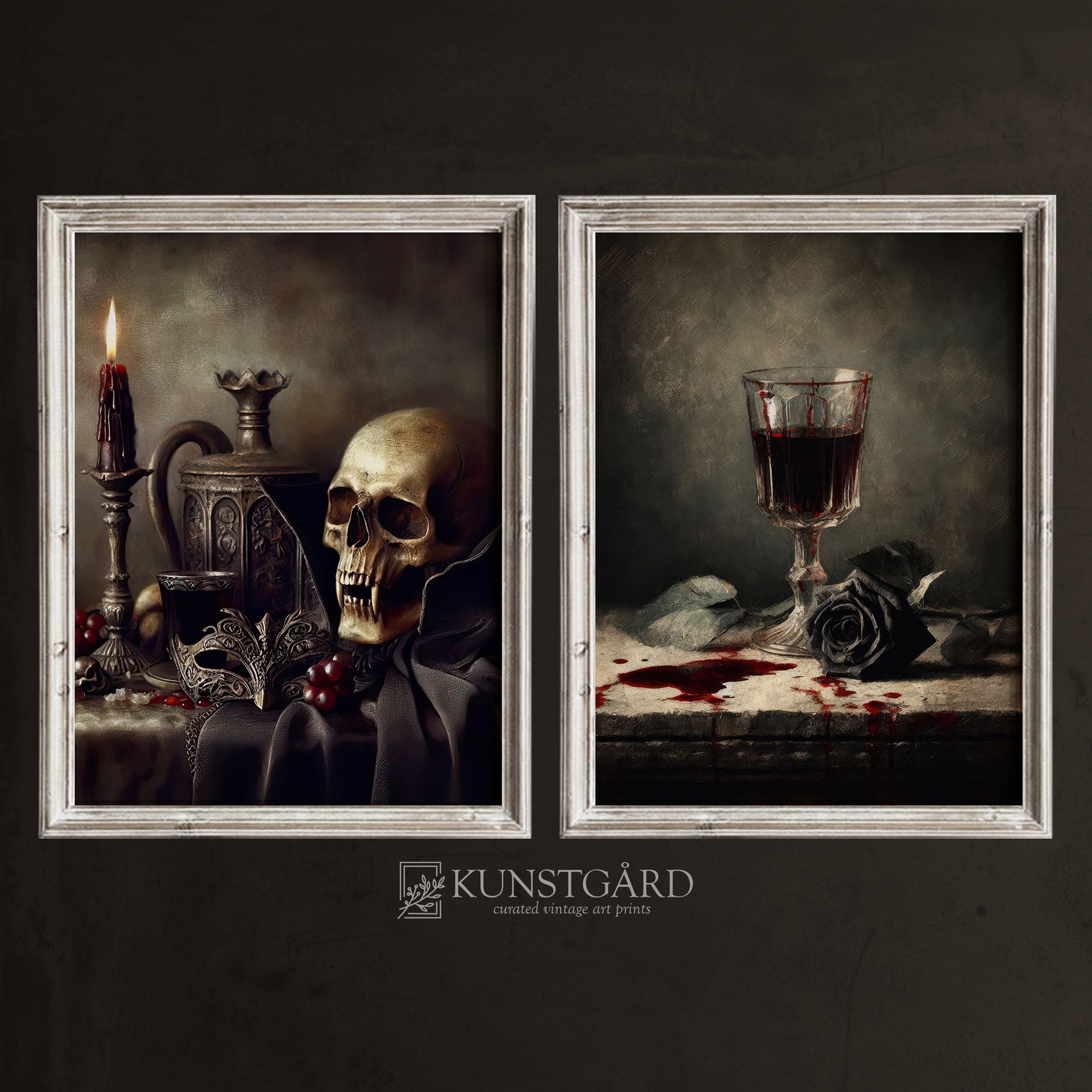 Gothic Vampire SET of 6 Prints, Dark Halloween Collection, Spooky ...