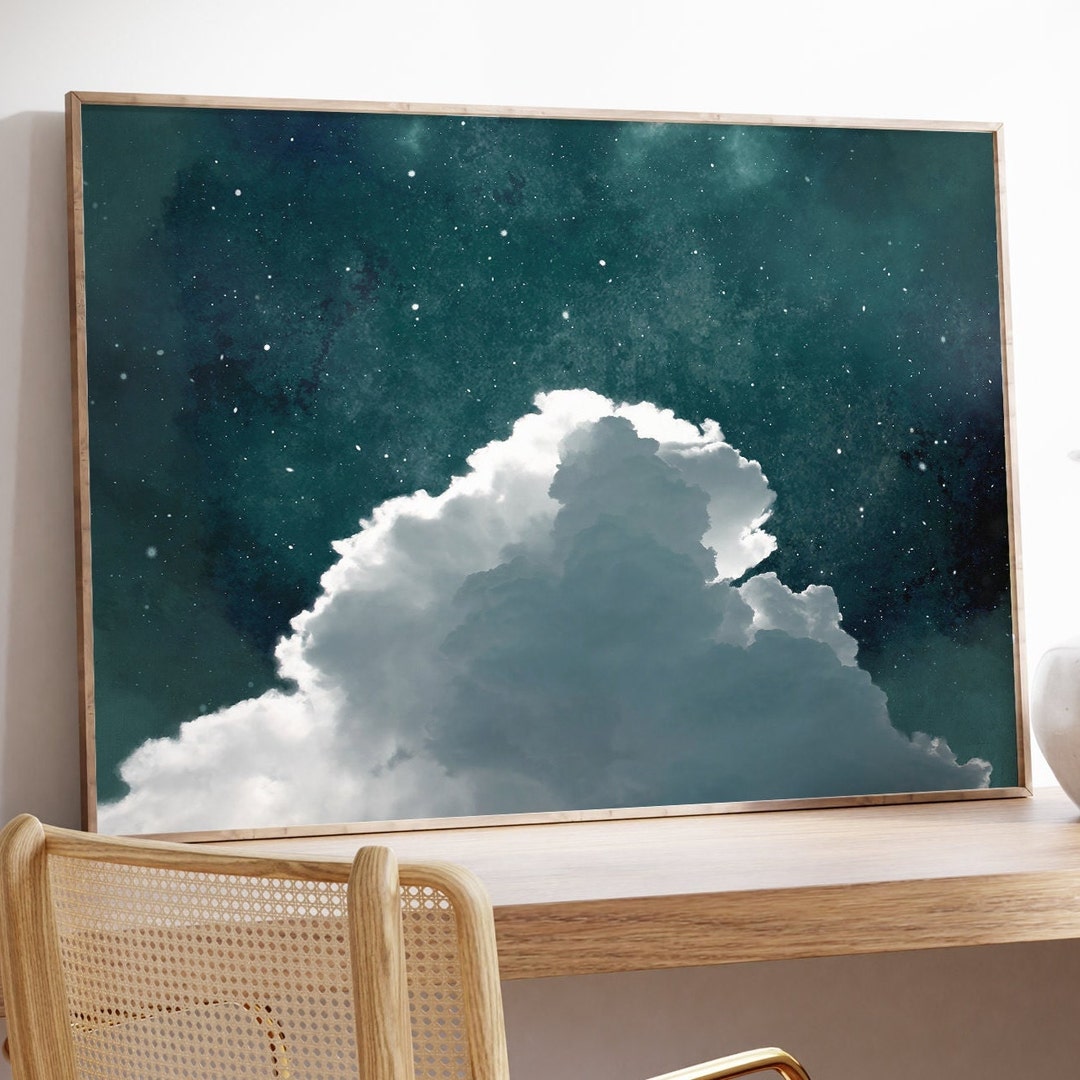Dark Cloud Art, Celestial Night Sky, Dreamy Cloud Painting Landscape ...