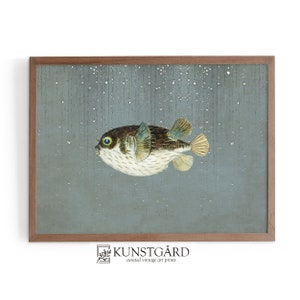 Sage Green Puffer Fish Wall Art, Green Bathroom Wall Decor, Green ...
