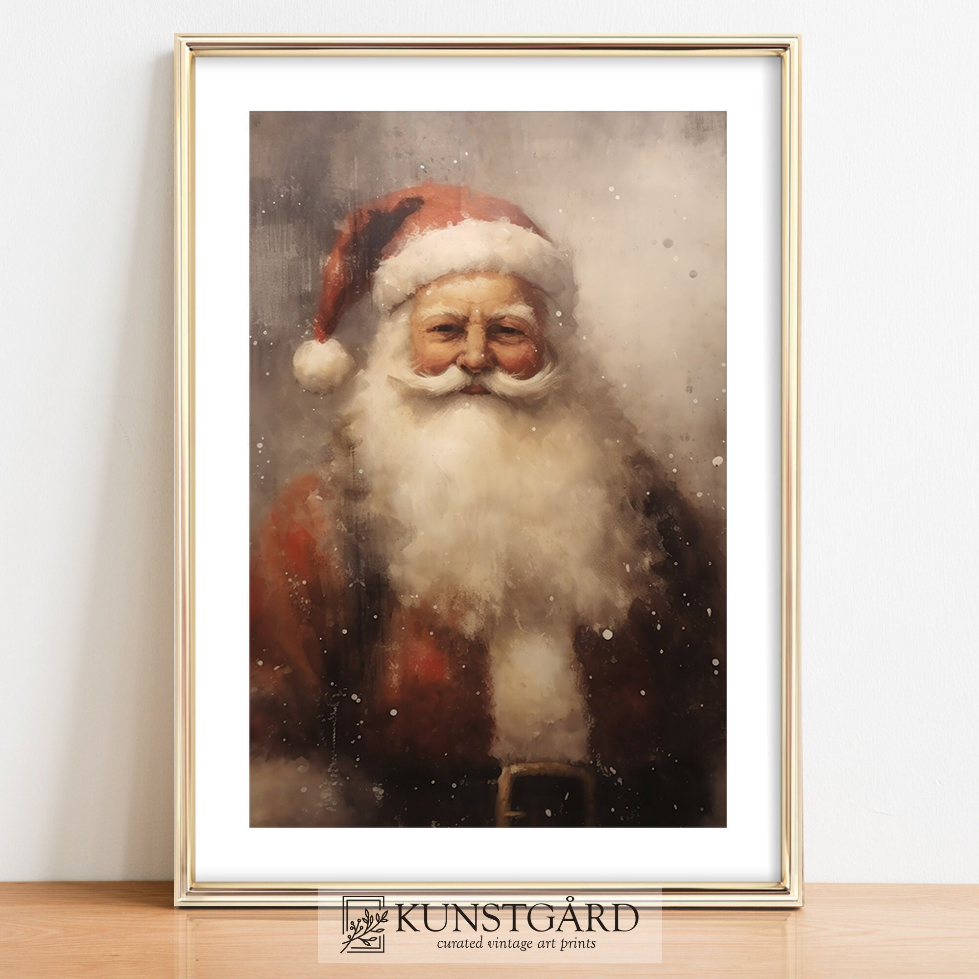 Vintage Santa Portrait, Christmas Wall Art, Rustic Winter Decor, X-mas ...