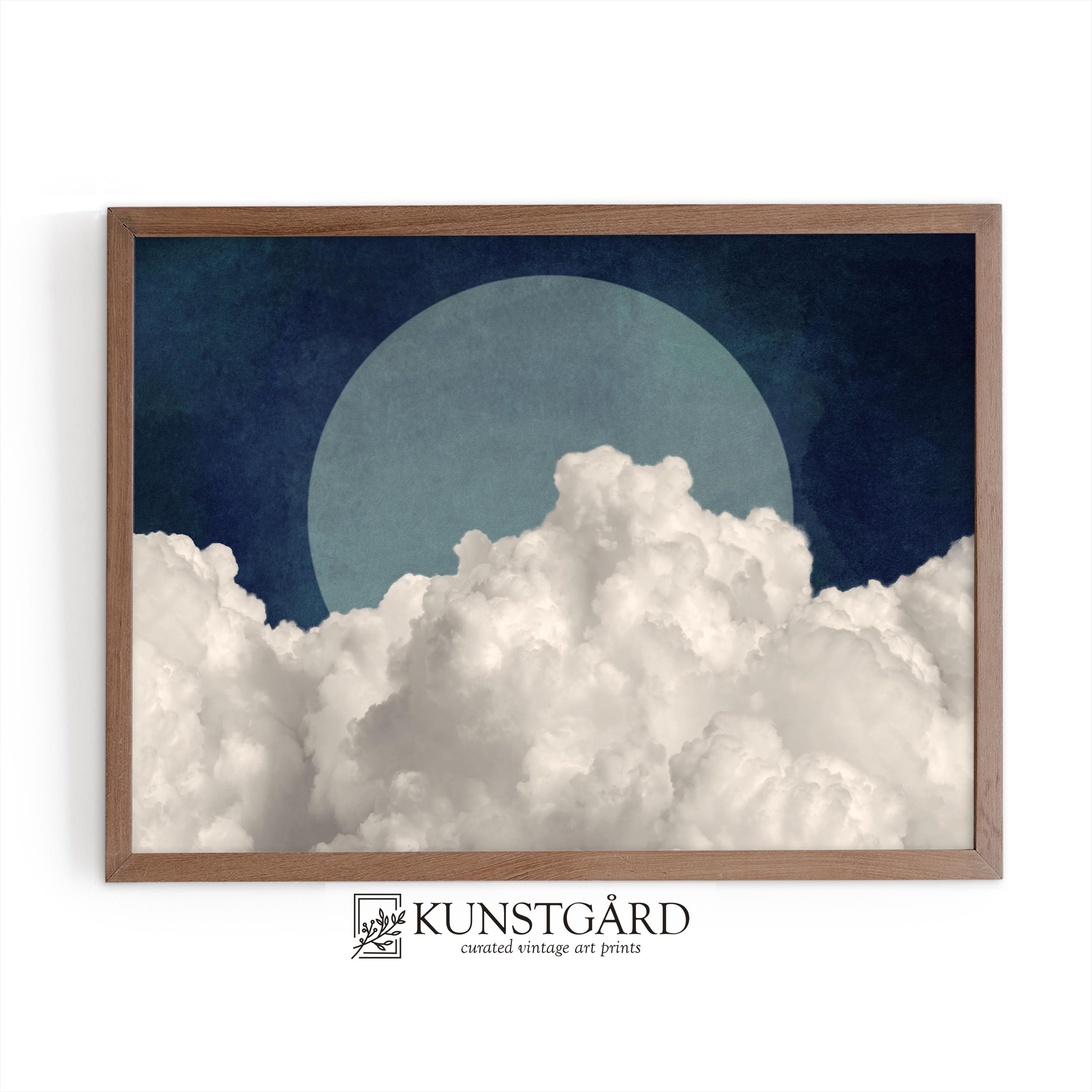 Dark Blue Cloud Wall Art, Square and Horizontal Format, Blue Boho ...