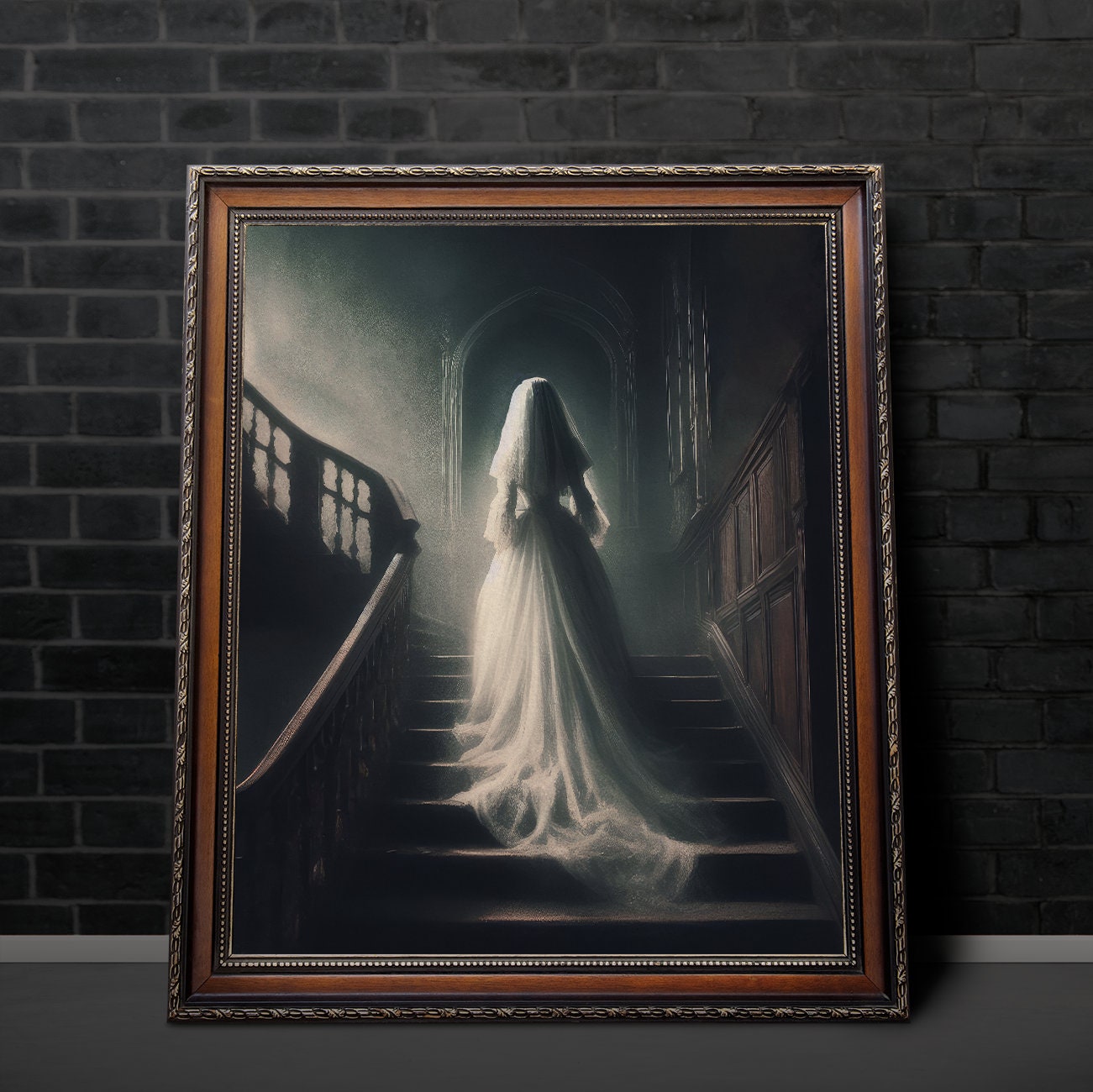 Dark Academia Victorian Ghost Woman, Halloween Ghost Bride Print ...