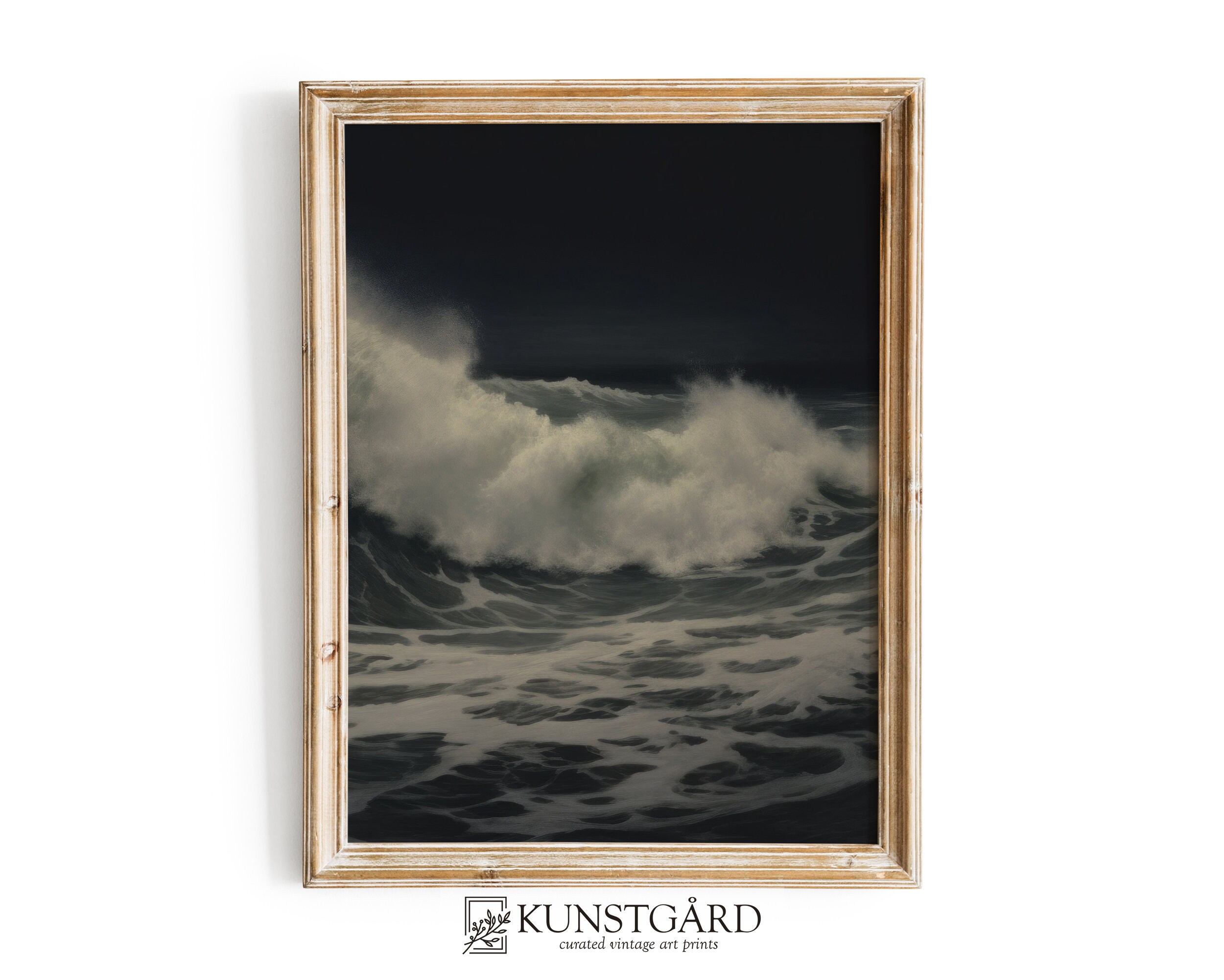 Dark Ocean Painting SET of 2 Prints | Rough Sea Poster | Moody ...
