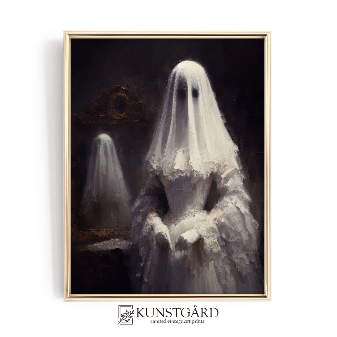 Vintage Halloween Ghost Bride Print, Haunted Mansion Ghost Portrait ...