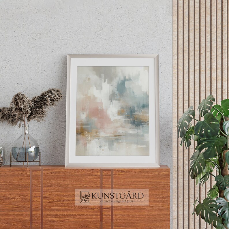 Soft Pastel Abstract Painting Set, Neutral Beige Pink Gallery Set ...