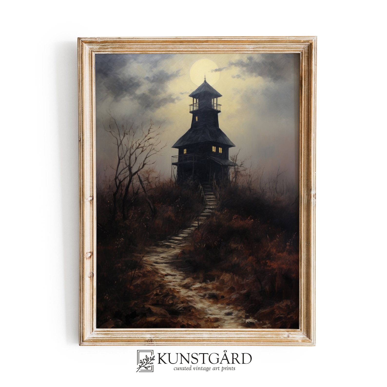 Creepy Haunted House Painting, Dark Moody Wall Art, Gothic Wall Decor ...