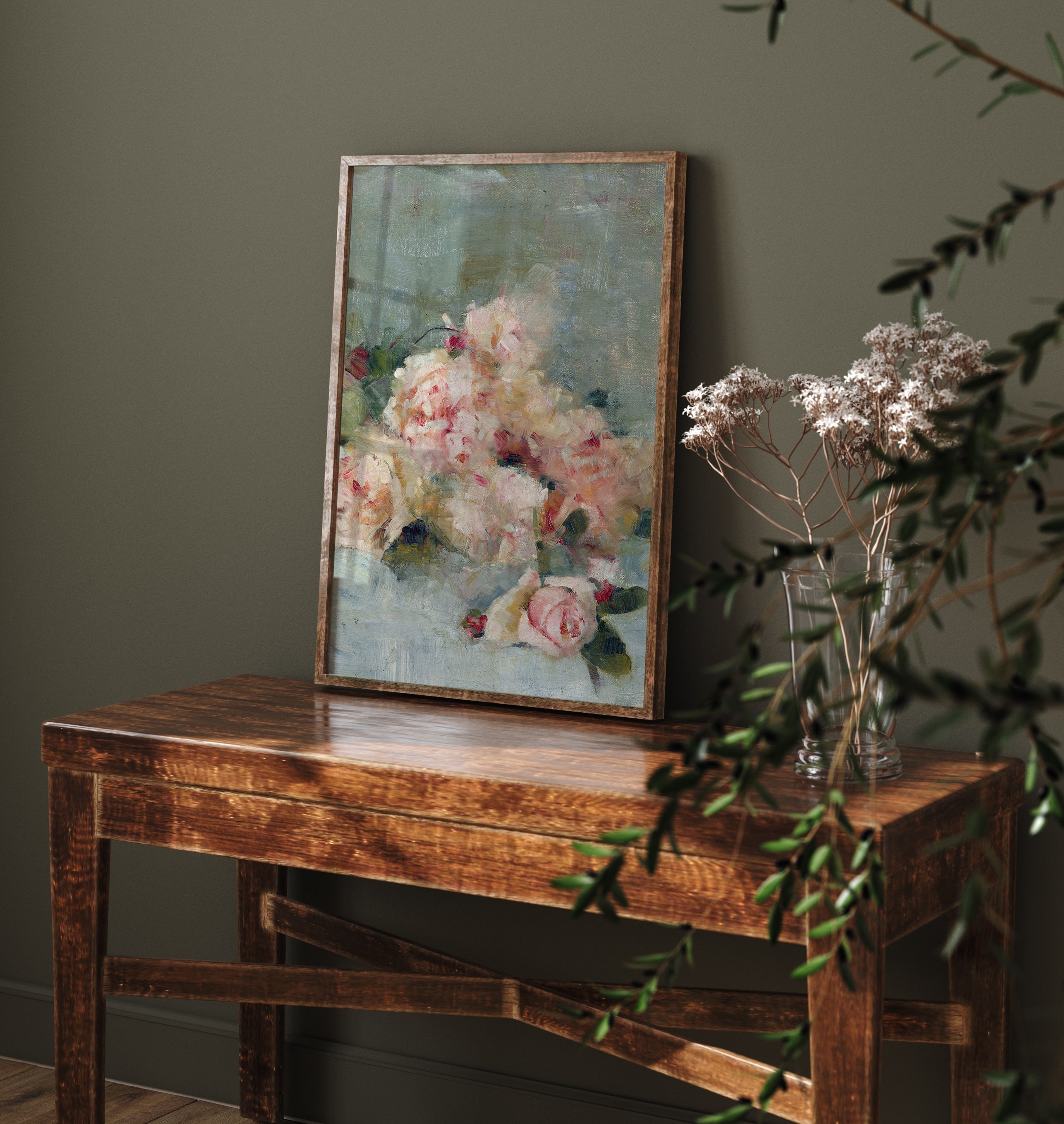 French Antique Rose Painting Romantic Floral Print Flower - Etsy