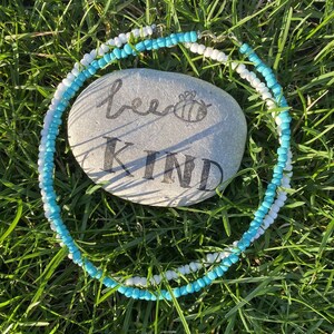 Beaded Vsco Necklace Turquoise and White Seed Beads Choker Beach ...