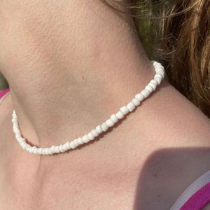 Beaded Vsco Necklace Turquoise and White Seed Beads Choker Beach ...