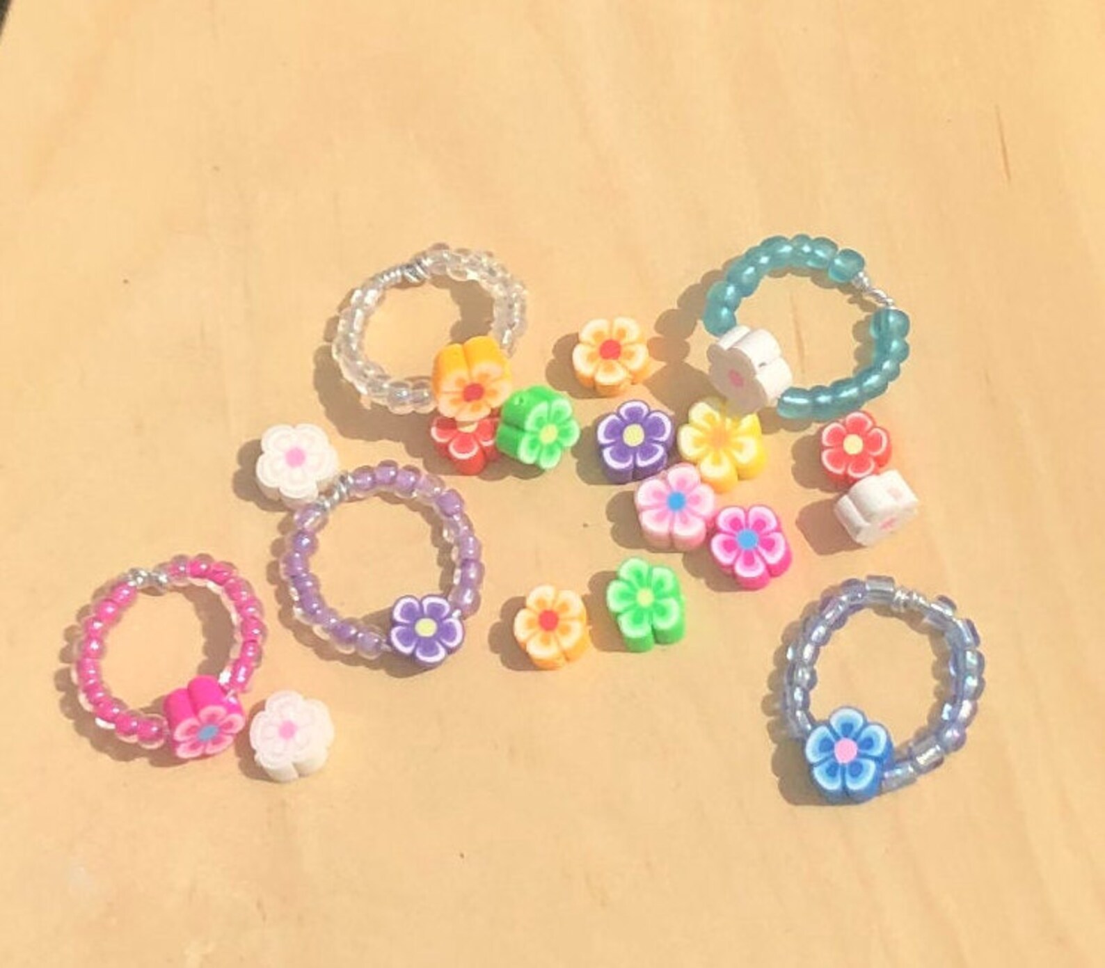 Flower Beaded Ring Customizable Colours - Etsy