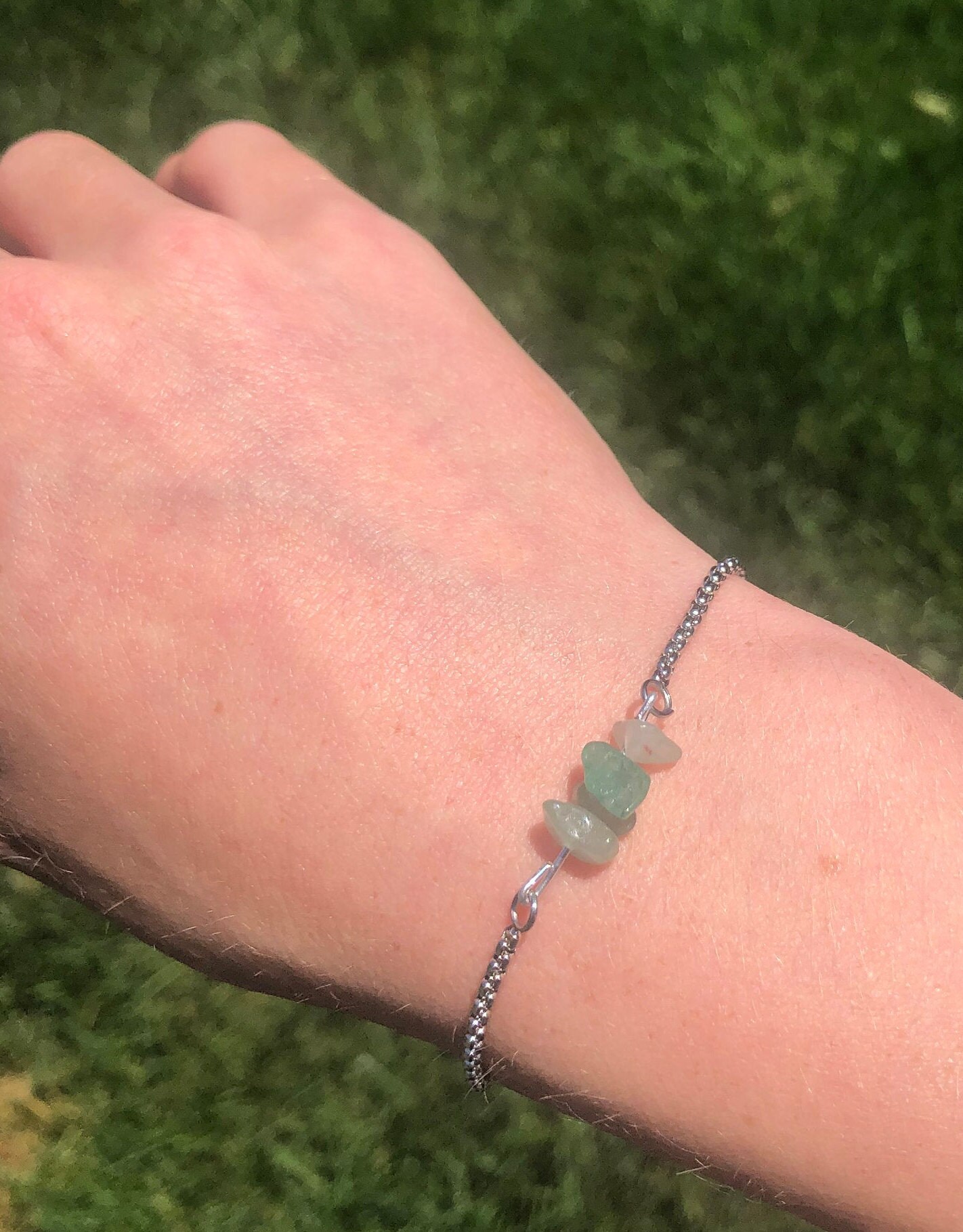 Adjustable Crystal Bracelet Gemstone Bracelet Silver Chain | Etsy