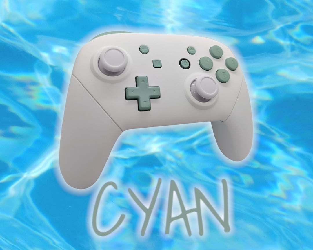 White & Pastel Cyan Custom Nintendo Switch Pro Controller - Etsy