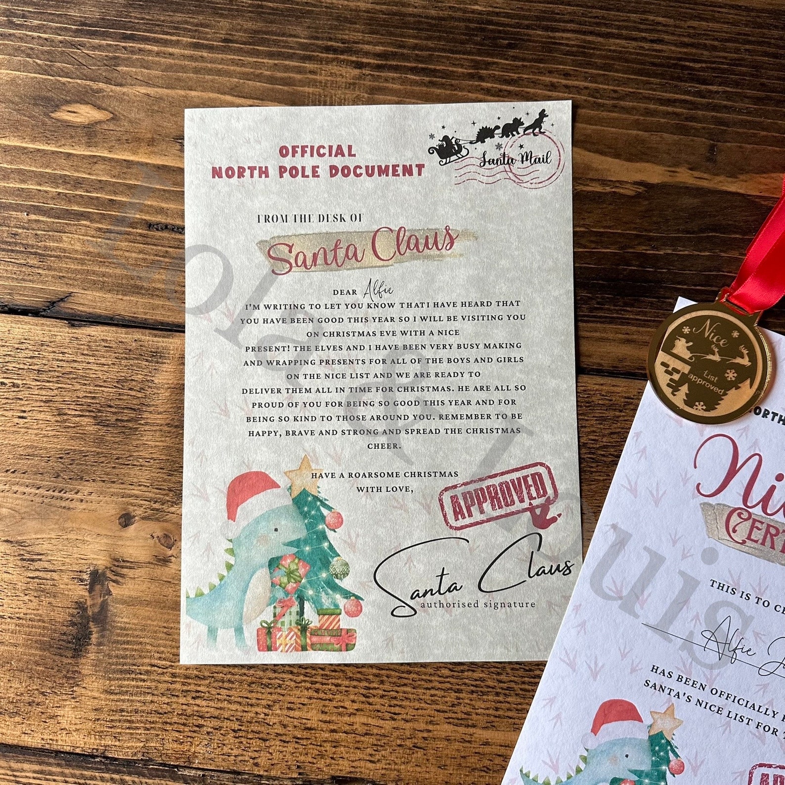 Christmas Nice List Certificate Letter & Medal First - Etsy