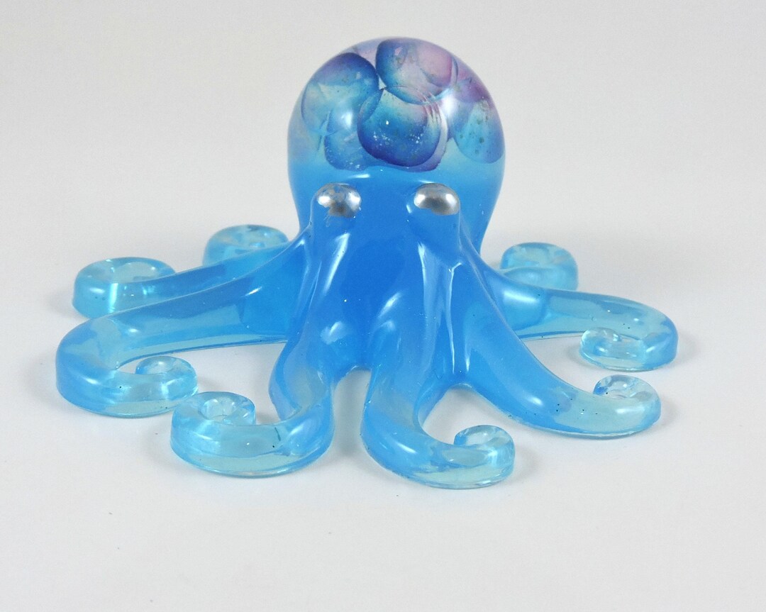 Transparent Blue Resin Octopus With Orbs in Head, Nature Decor ...