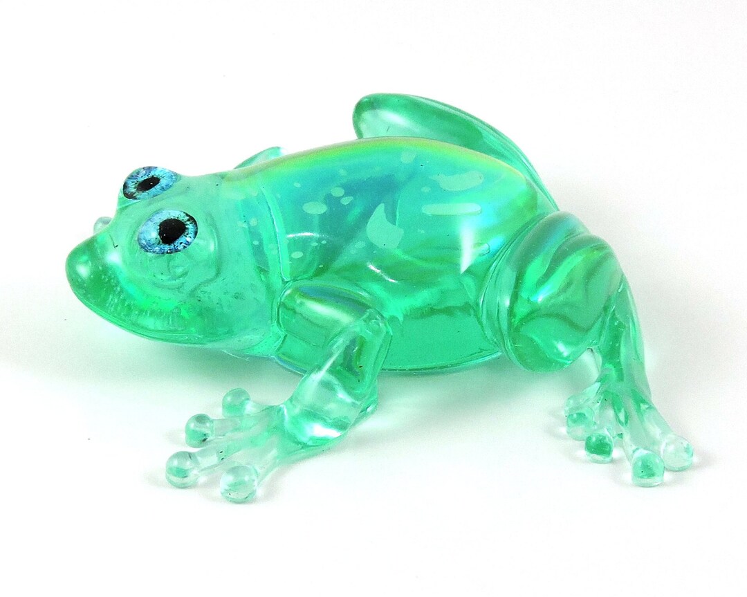 Green Iridescent Resin Frog Toad, Nature Decor, Desk Decoration ...