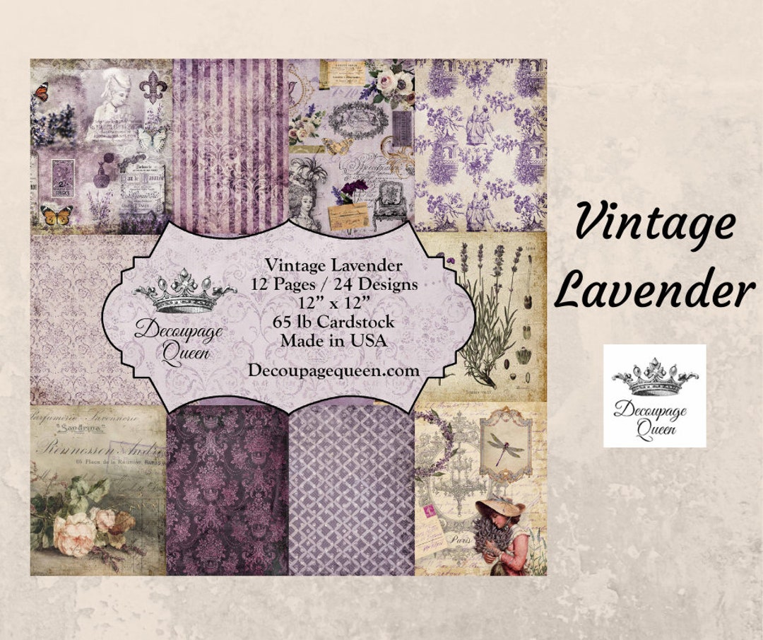 Vintage Lavender Scrapbook Paper Decoupage Queen 24 Sheets 12 X 12 - Etsy