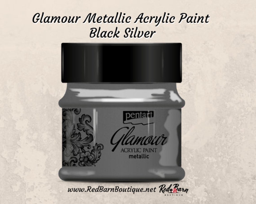Black Silver Glamour Metallic Acrylic Paint Metallic Mixed Media ...
