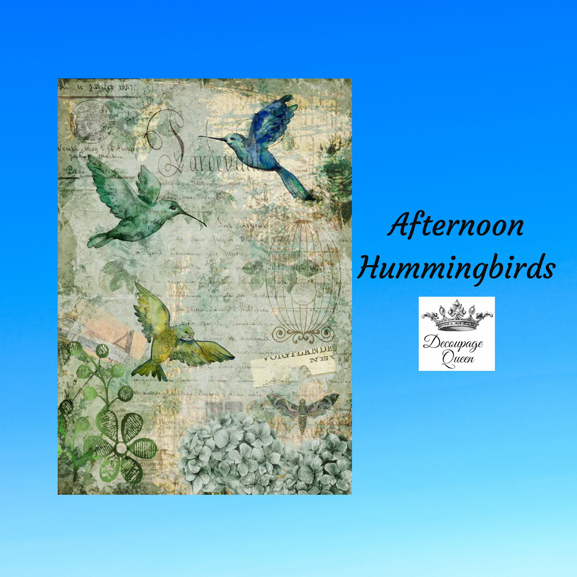 Afternoon Hummingbirds Rice Paper Decoupage Decoupage - Etsy