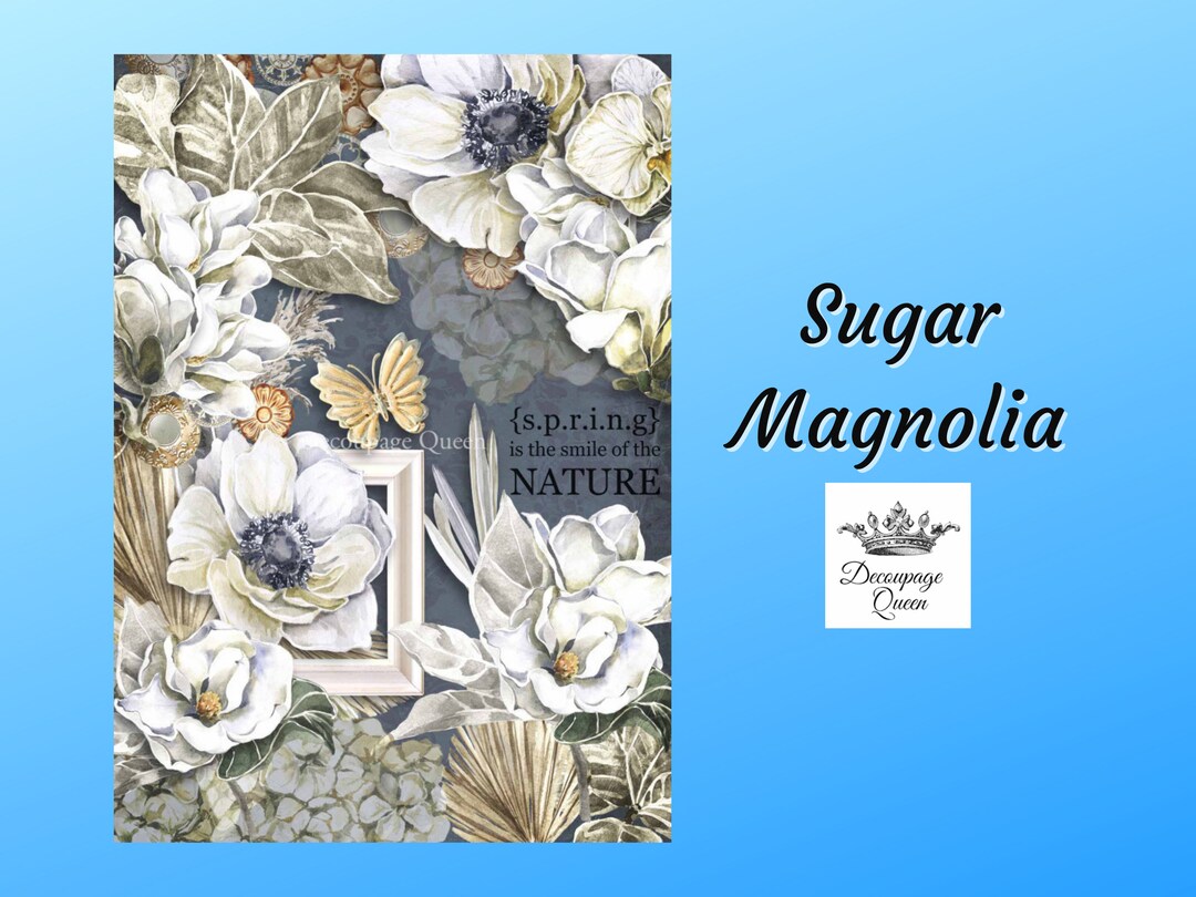 Sugar Magnolia | Rice Paper Decoupage | Decoupage Queen | A2 and A1 - Etsy
