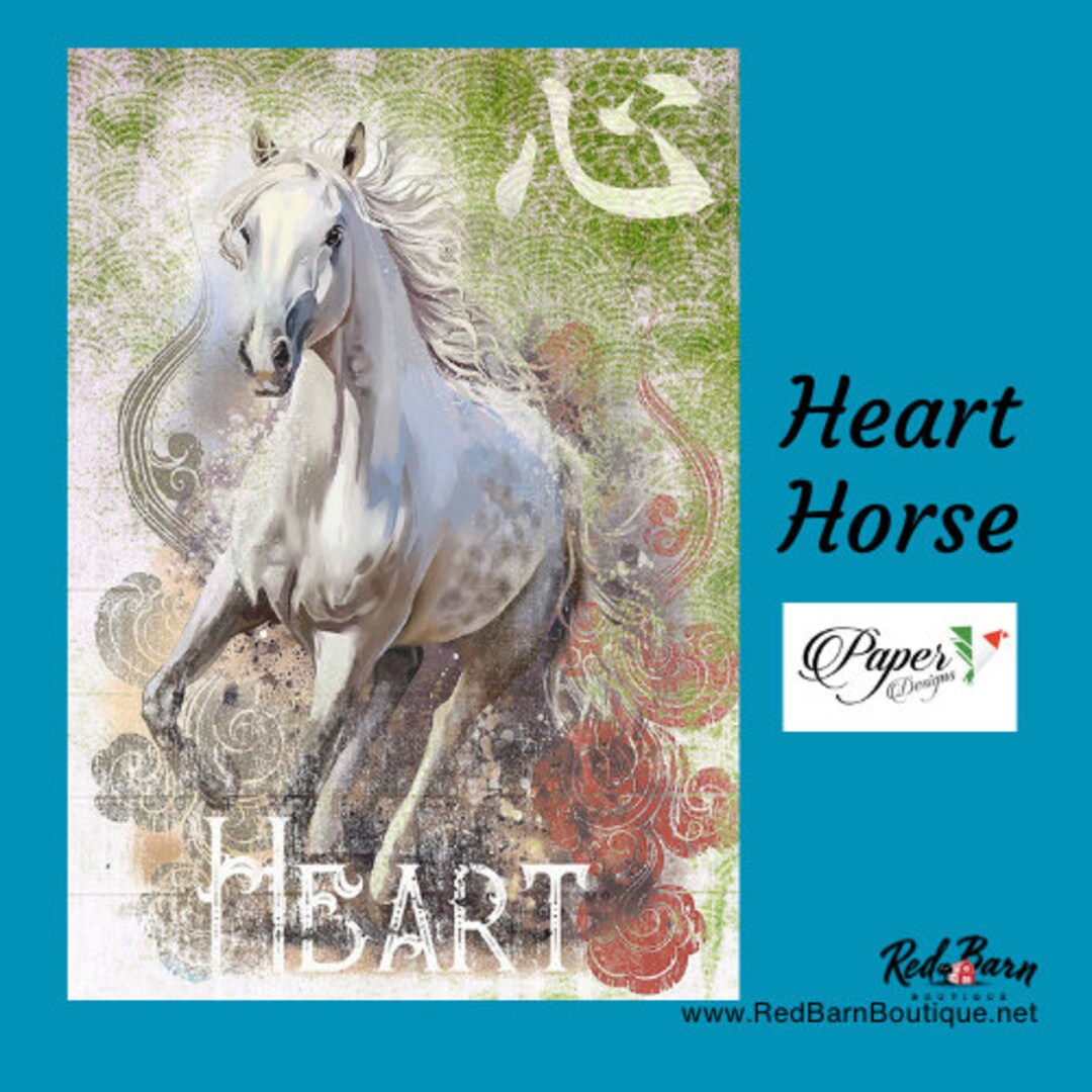 Heart Horse Rice Paper Decoupage US Paper Designs Large - Etsy