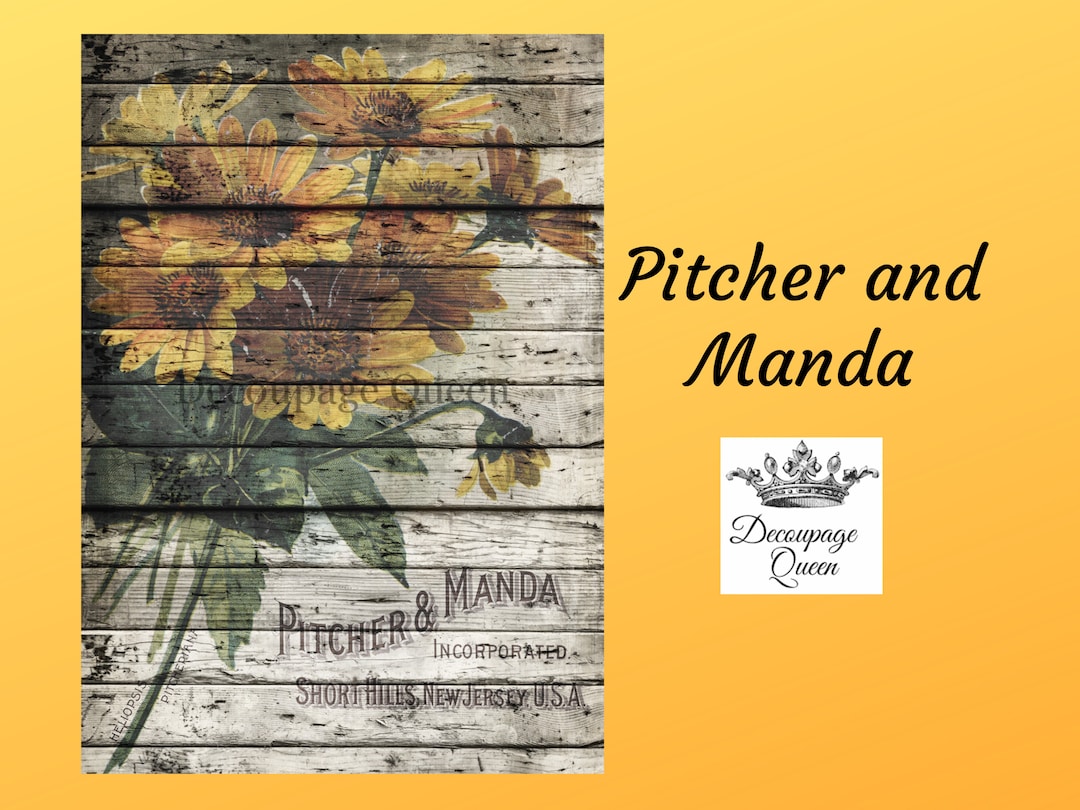 Pitcher and Manda | Rice Paper Decoupage | Decoupage Queen | A4 & A3 - Etsy