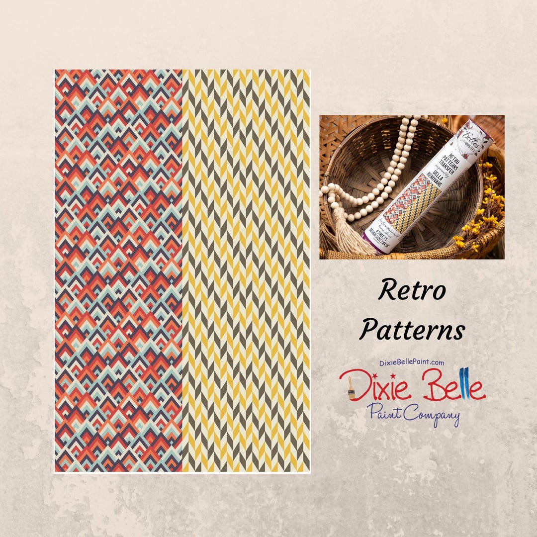 Retro Patterns | Rub on Transfer | Dixie Belle Paint | 24 X 38 - Etsy