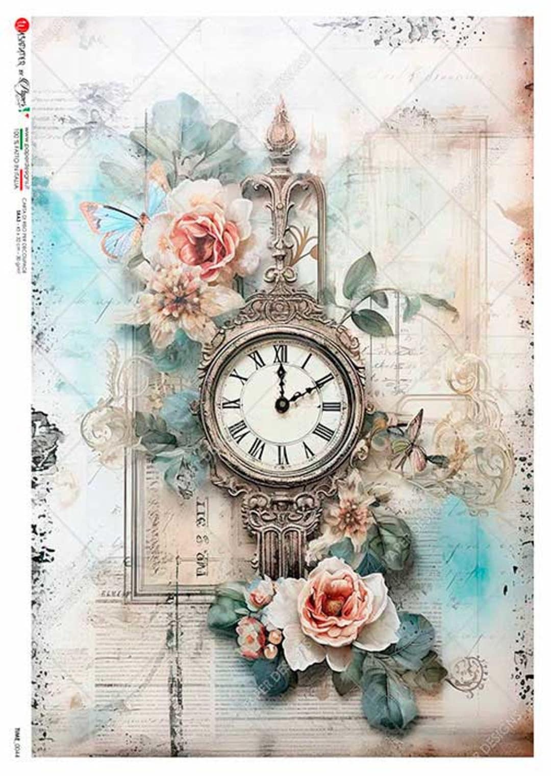 Baroque Clock Collage | Rice Paper Decoupage | Paper Designs Time 0044 ...