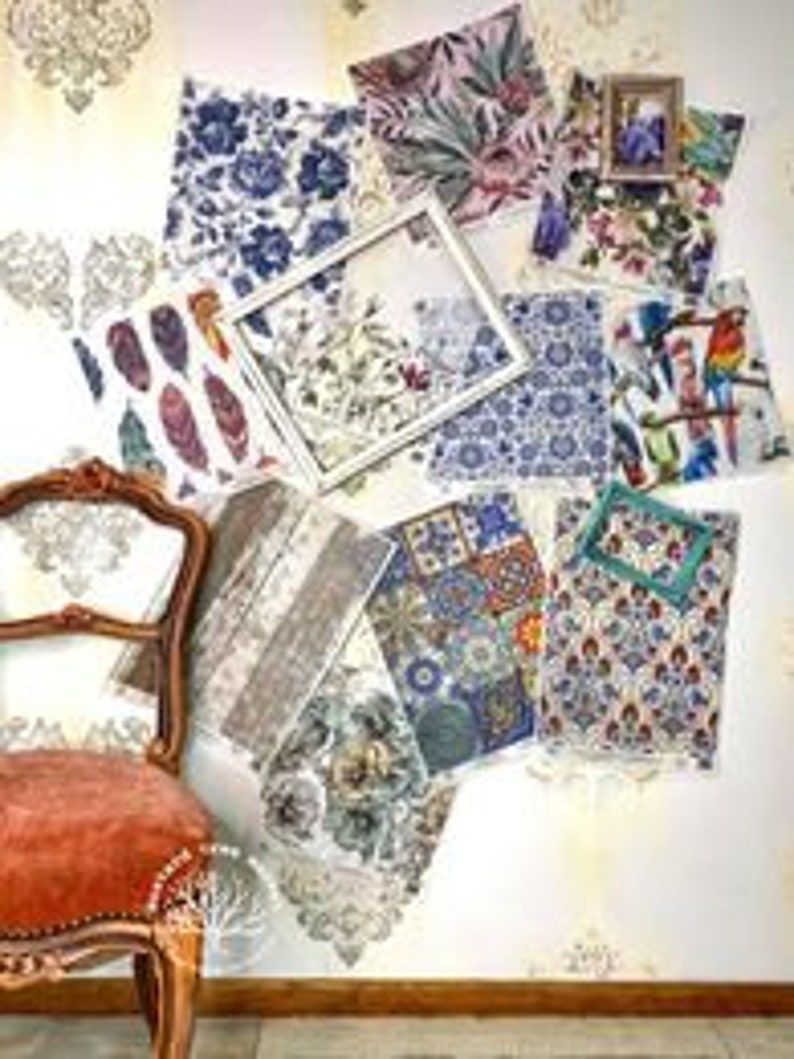 Rice Paper Decoupage Floral on Black Dixie Belle 3 in - Etsy