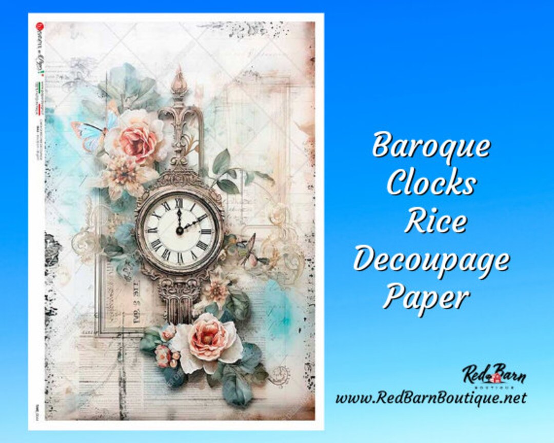 Baroque Clock Collage Rice Paper Decoupage Paper Designs Time 0044 A4 ...