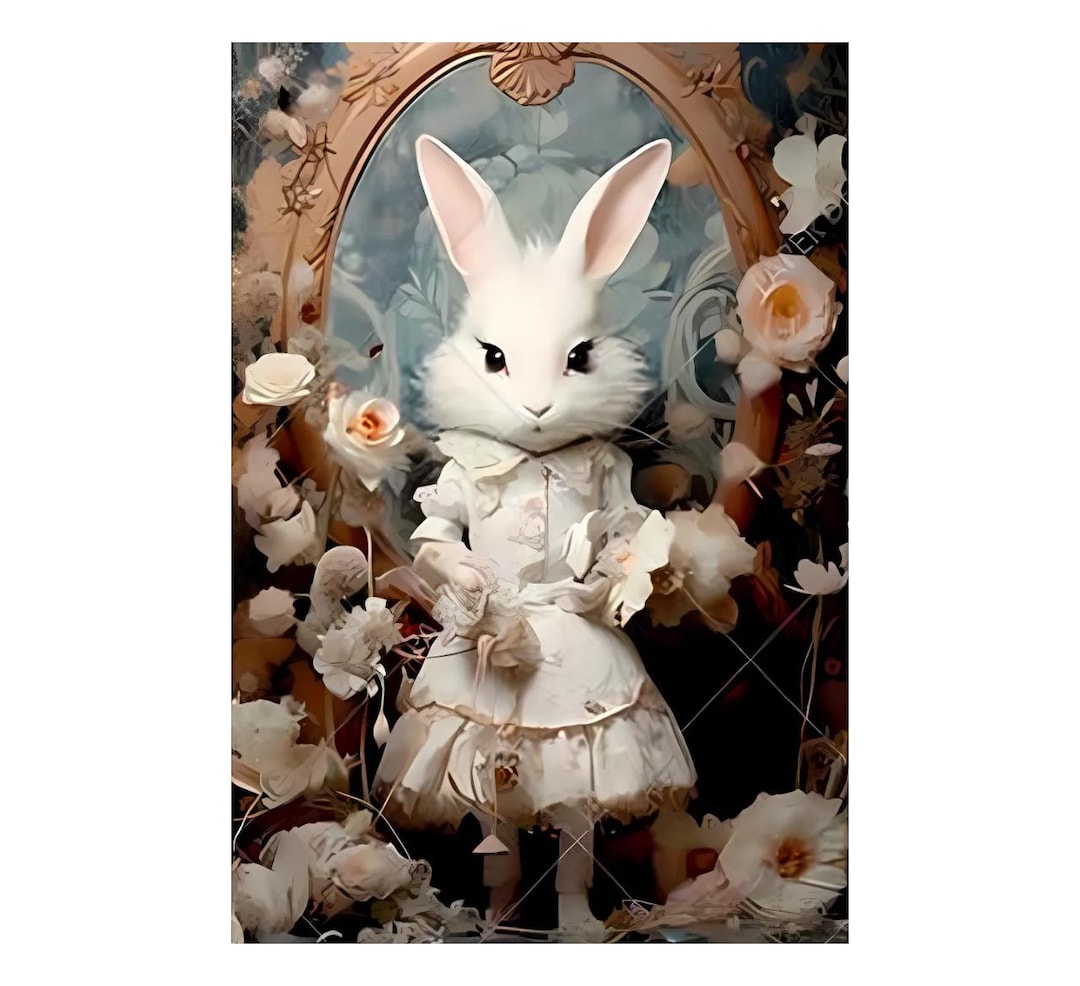 Four Victorian Bunny Portraits | Four Images | Paper Decoupage | Paper ...