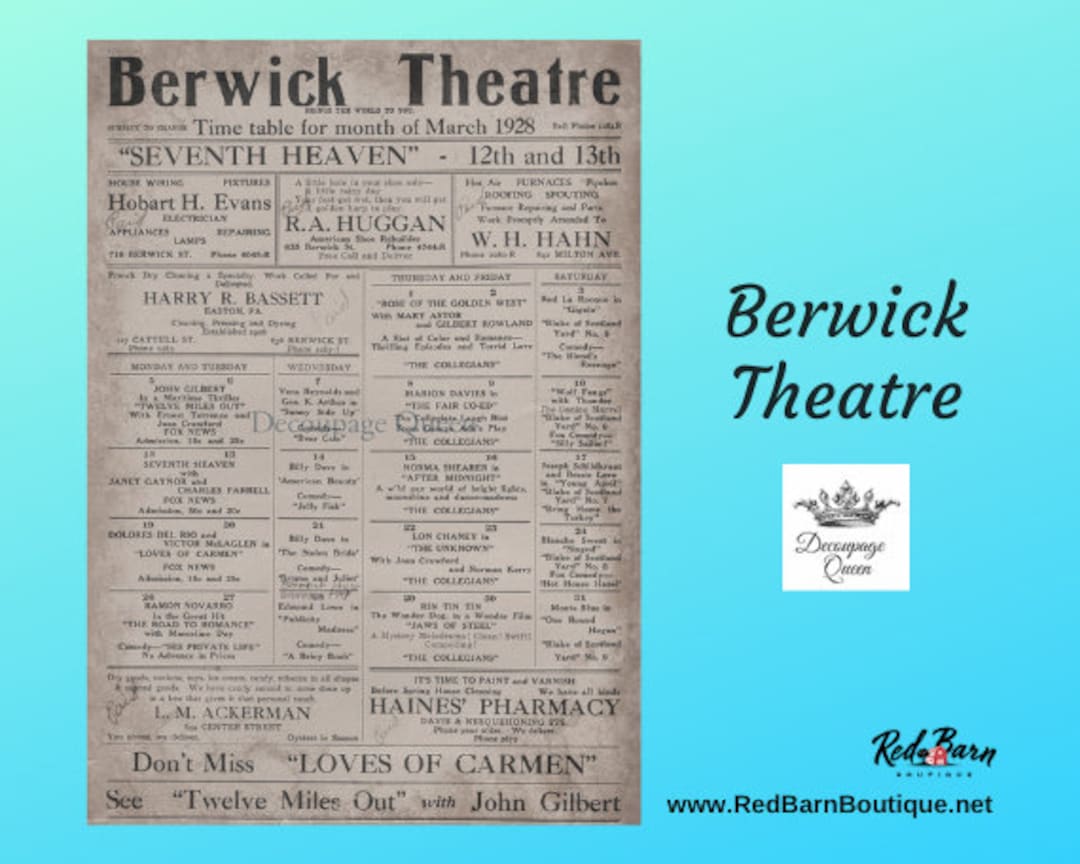 NEW Berwick Theatre Decoupage Paper Rice Paper Decoupage Decoupage ...