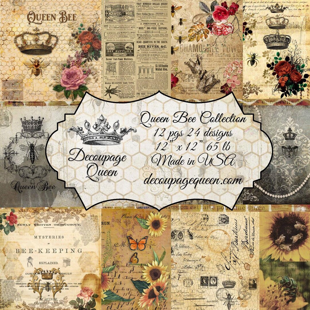 Queen Bee Collection 12 X 12 Paper Pack | Decoupage Queen | 12 Pages, 24 Designs | Scrapbook ...