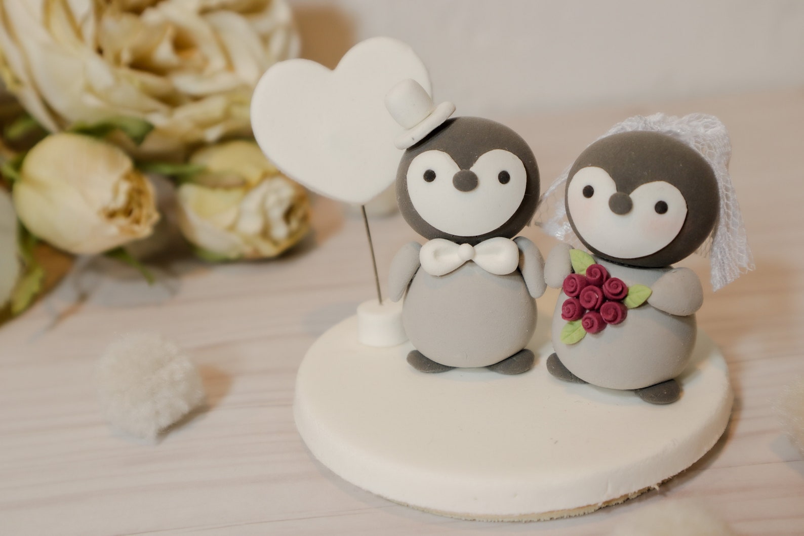 Customized Penguin Wedding Cake Topper Cute Handmade Cake | Etsy