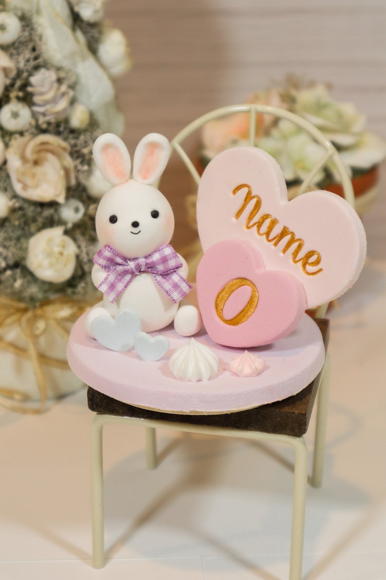Cute Bunny Birthday Cake Topper Custom Cake Topper - Etsy