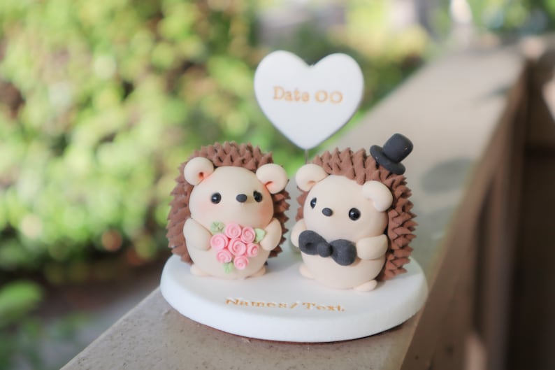 Customized Hedgehog Wedding Cake Topper Handmade Cake Topper - Etsy