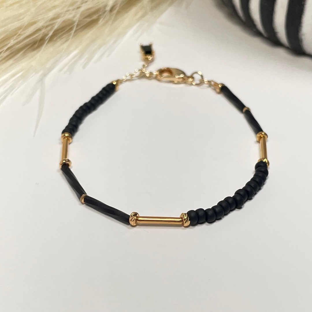 Black and Gold Bracelet - Etsy