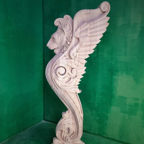 Griffin Carved Wood Lion - Etsy